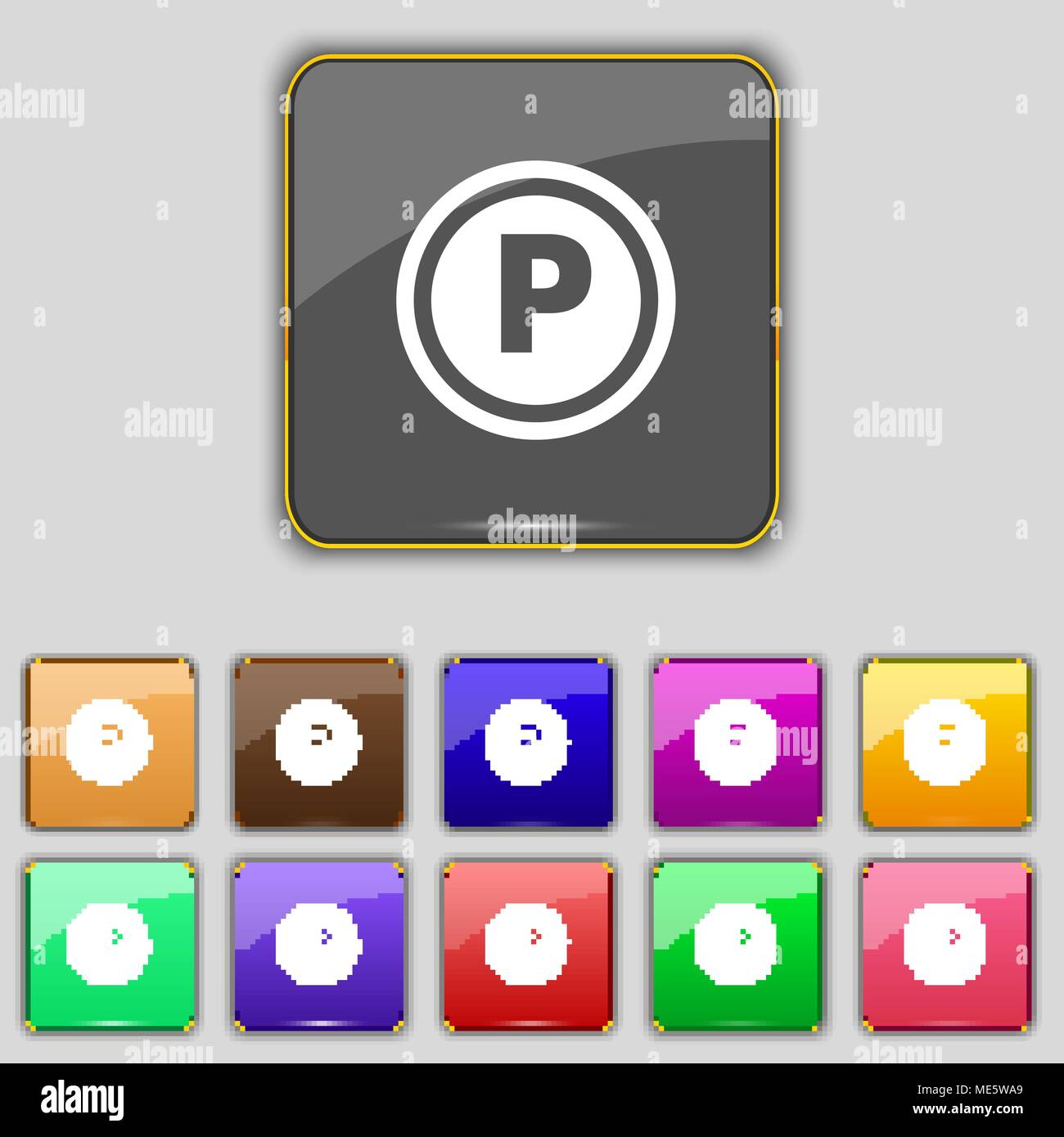 Car parking icon sign. Set with eleven colored buttons for your site ...