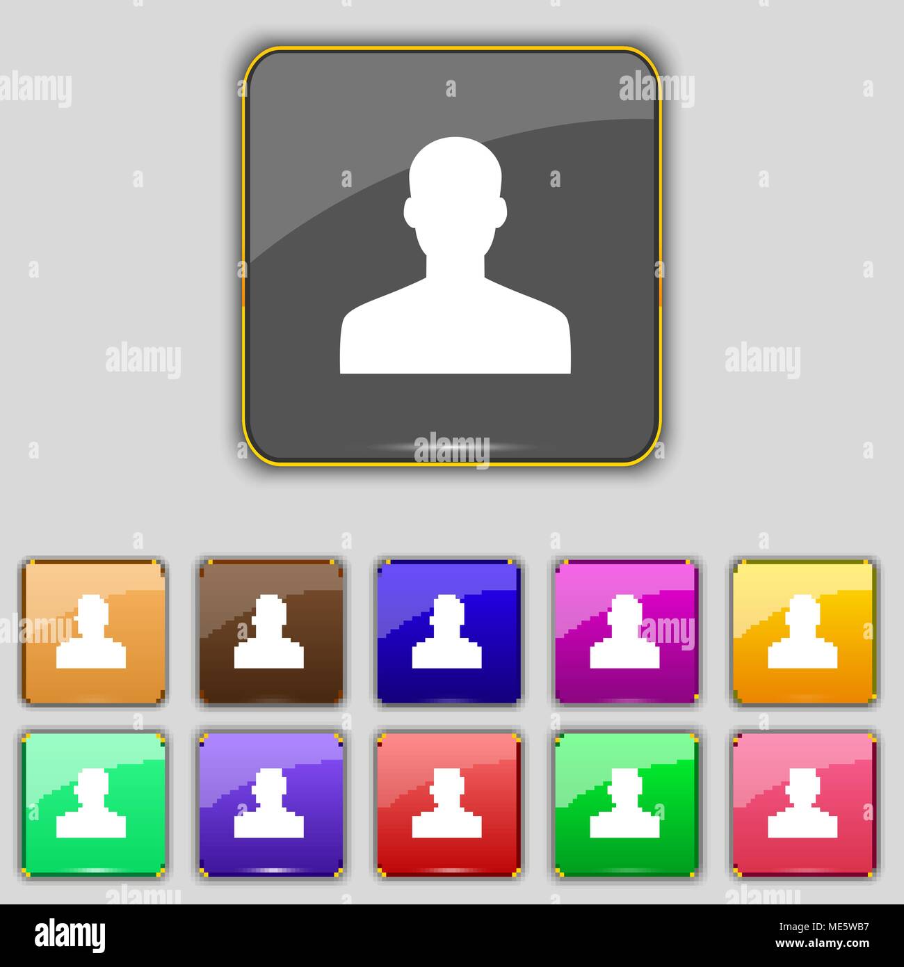User, Person, Log in icon sign. Set with eleven colored buttons for ...