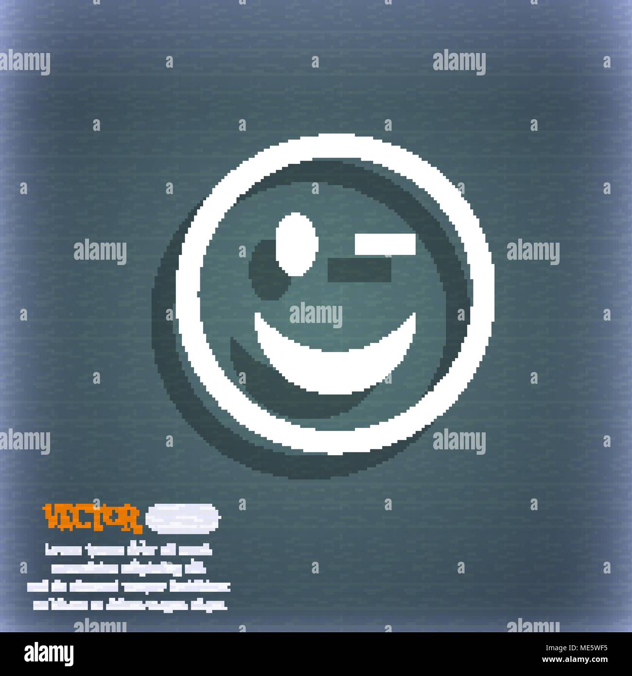 Winking Face icon symbol on the blue-green abstract background with ...