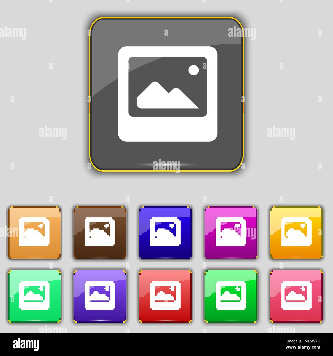 Photo frame template icon sign. Set with eleven colored buttons for ...