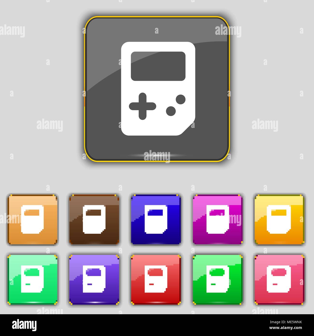 Tetris icon sign. Set with eleven colored buttons for your site. Vector illustration Stock ...