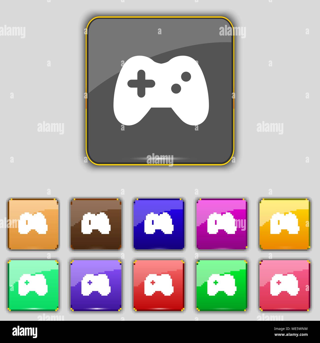 Joystick icon sign. Set with eleven colored buttons for your site ...