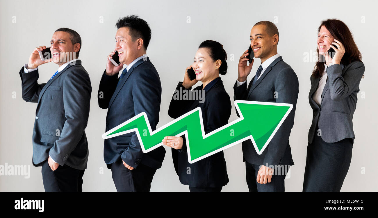 Business people talking on call Stock Photo - Alamy