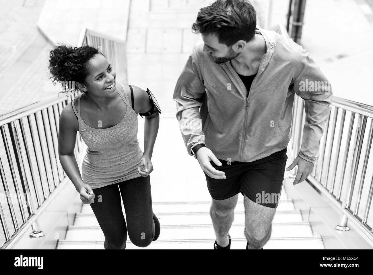 Black couple working out together Black and White Stock Photos & Images ...