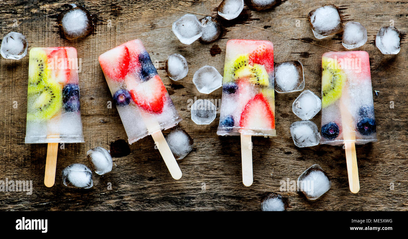 Homemade fresh berry ice pops Stock Photo - Alamy