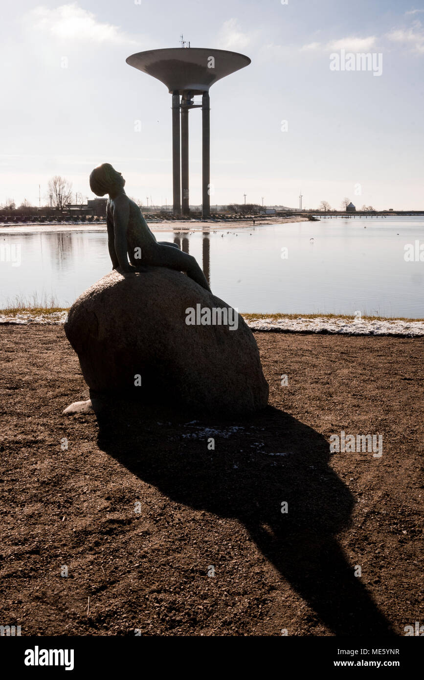 Statue and water tower Stock Photo - Alamy