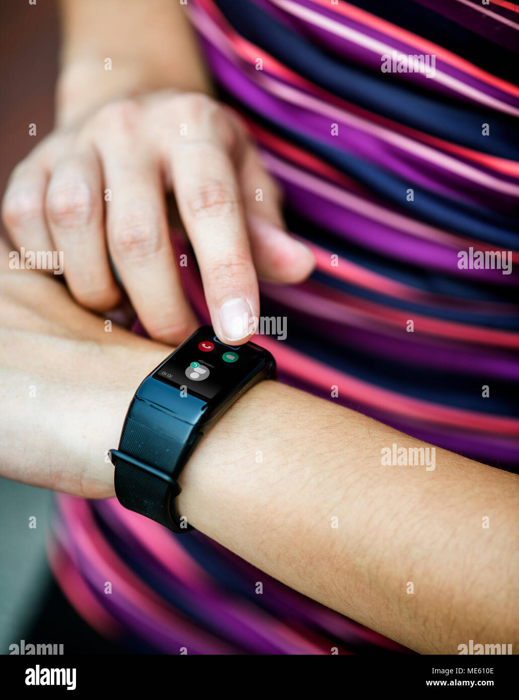 Active woman using digital device Stock Photo - Alamy