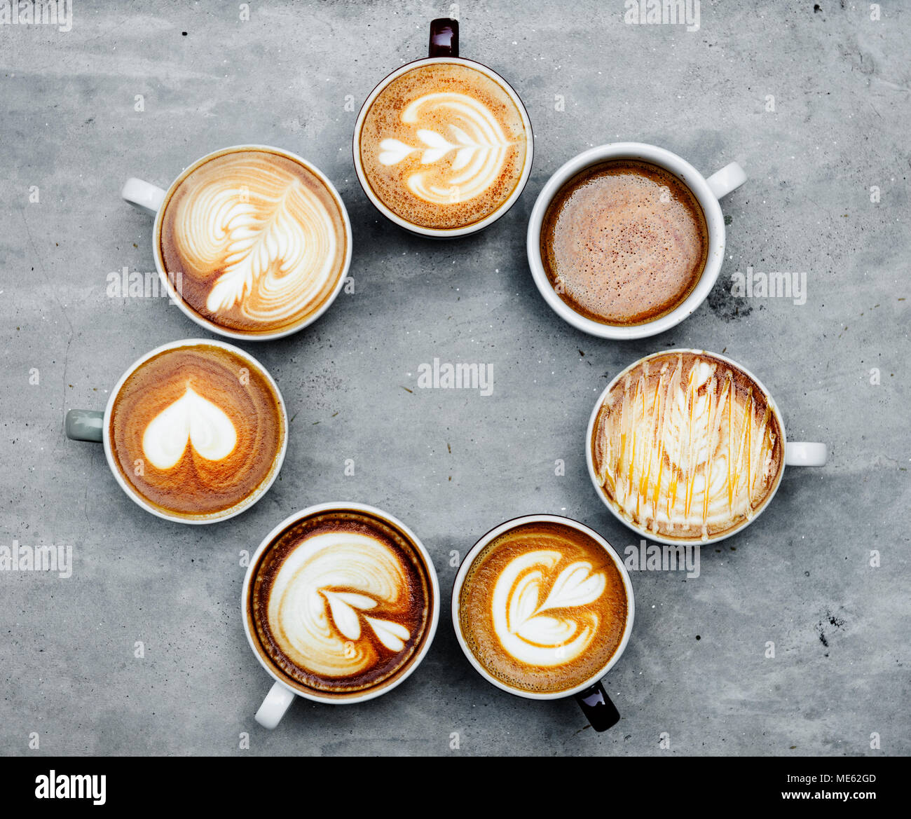 Aerial view of various coffee Stock Photo - Alamy