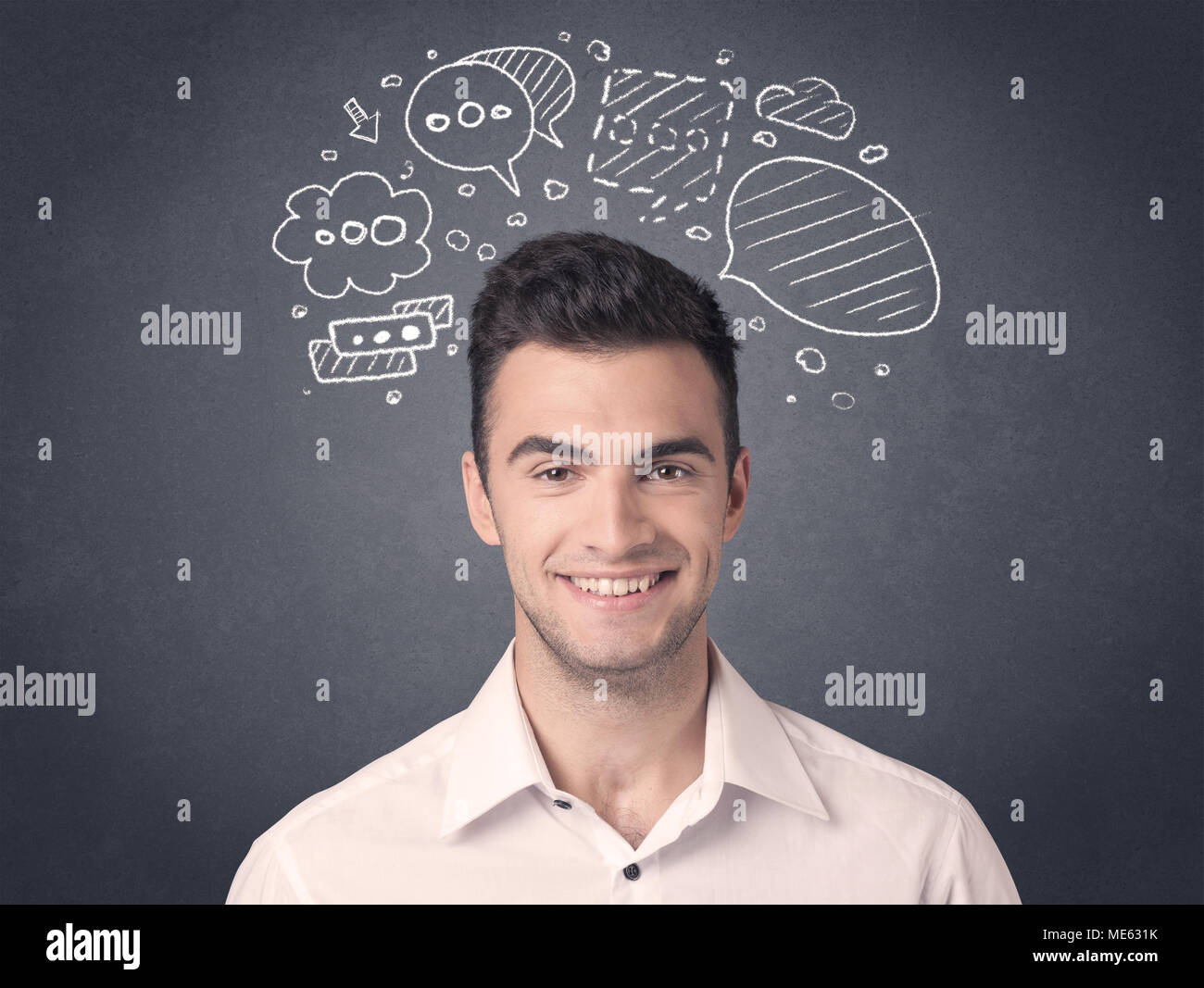 Cartoon man question bubble hi-res stock photography and images - Alamy