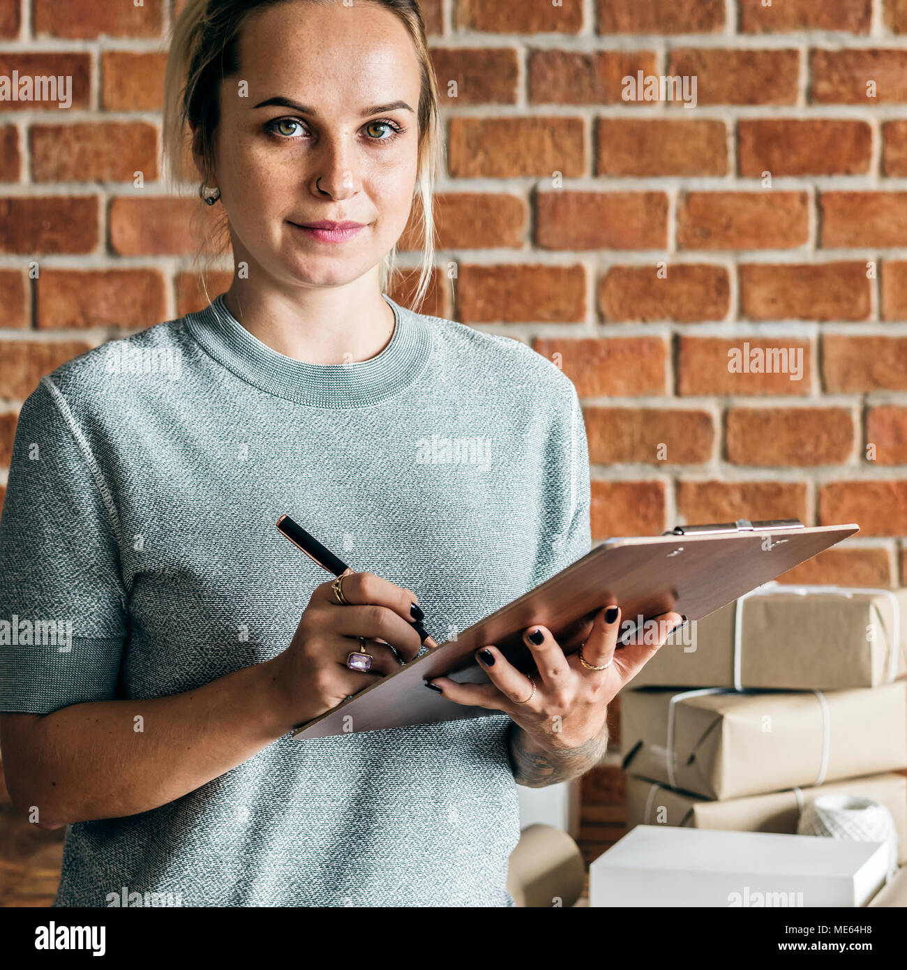 Female post officer Stock Photo - Alamy