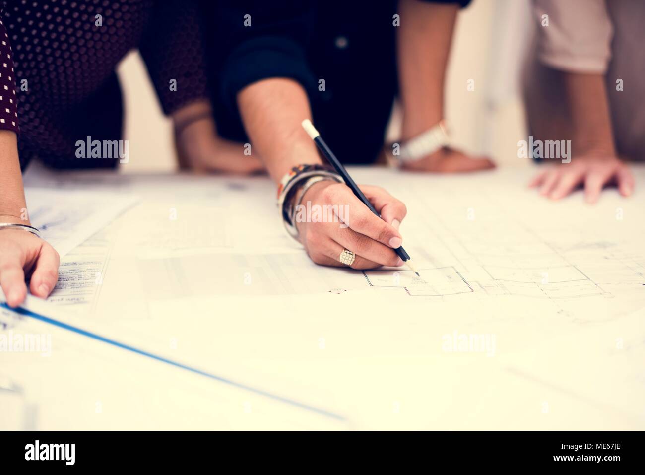 Woman working on document work Stock Photo - Alamy