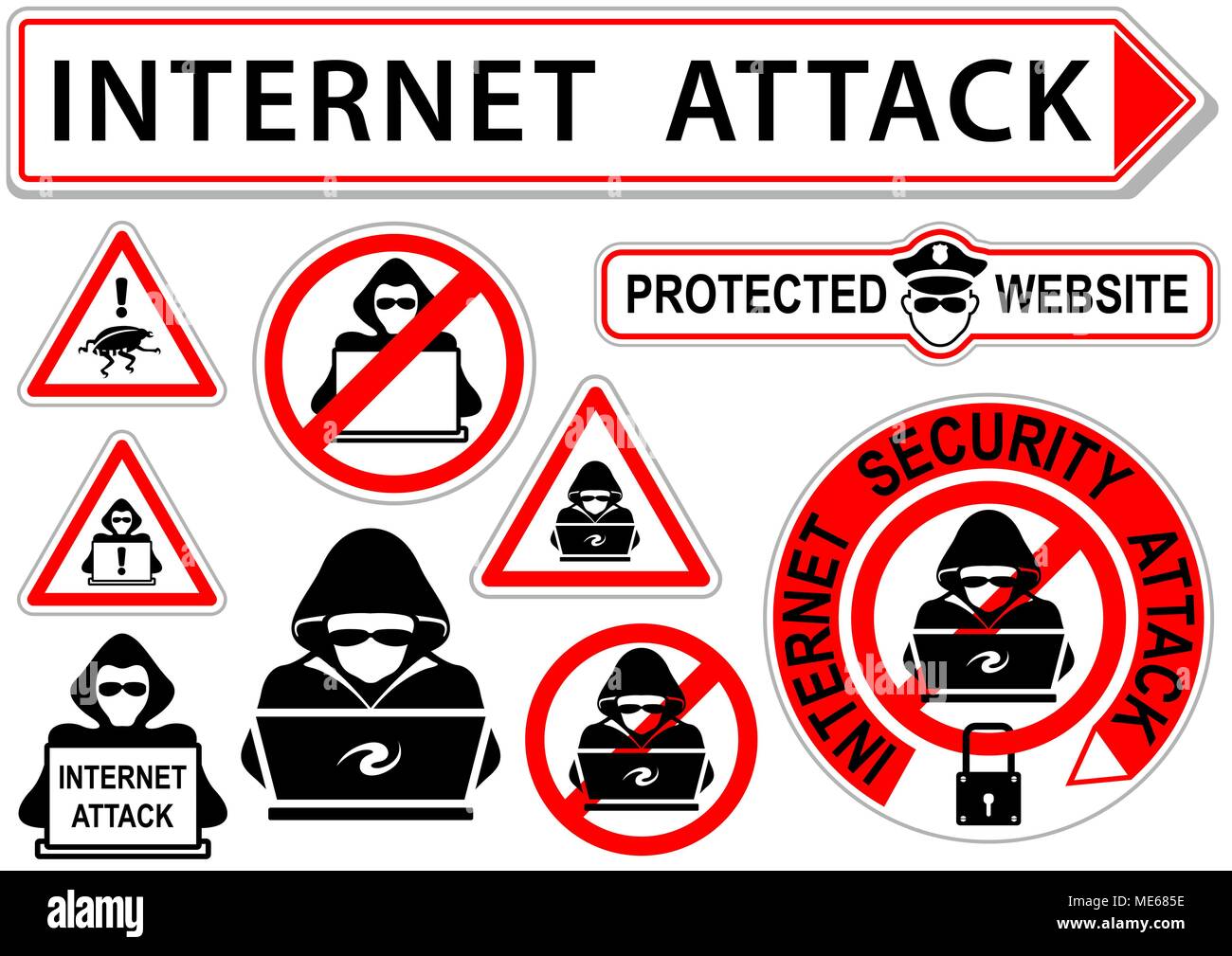 Internet Attack Signs or Icons Stock Vector Image & Art - Alamy