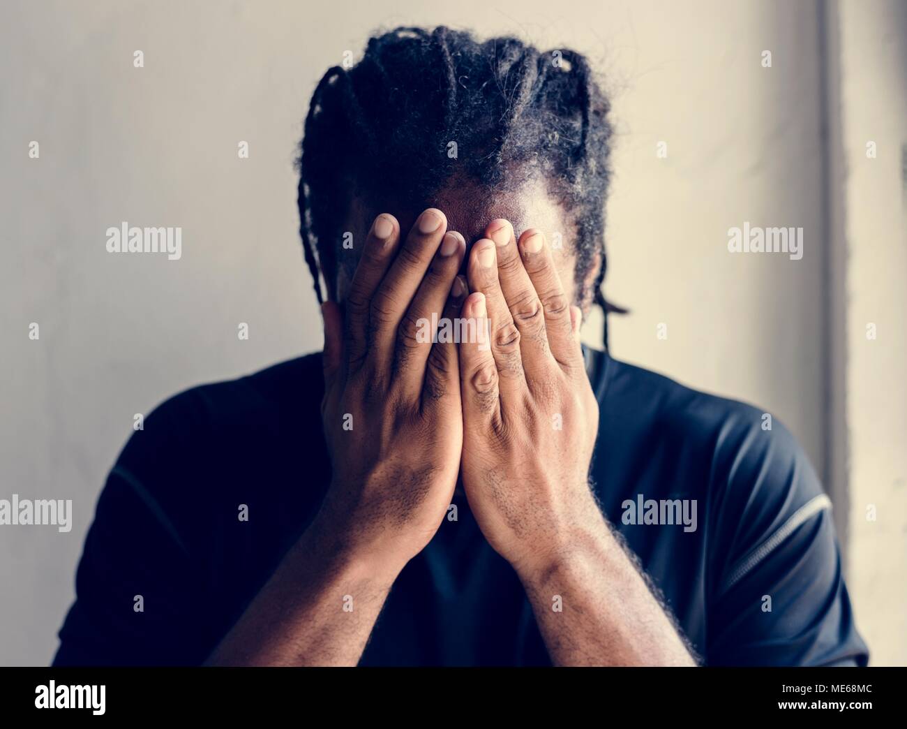 Frustrated man covered face hi-res stock photography and images - Alamy