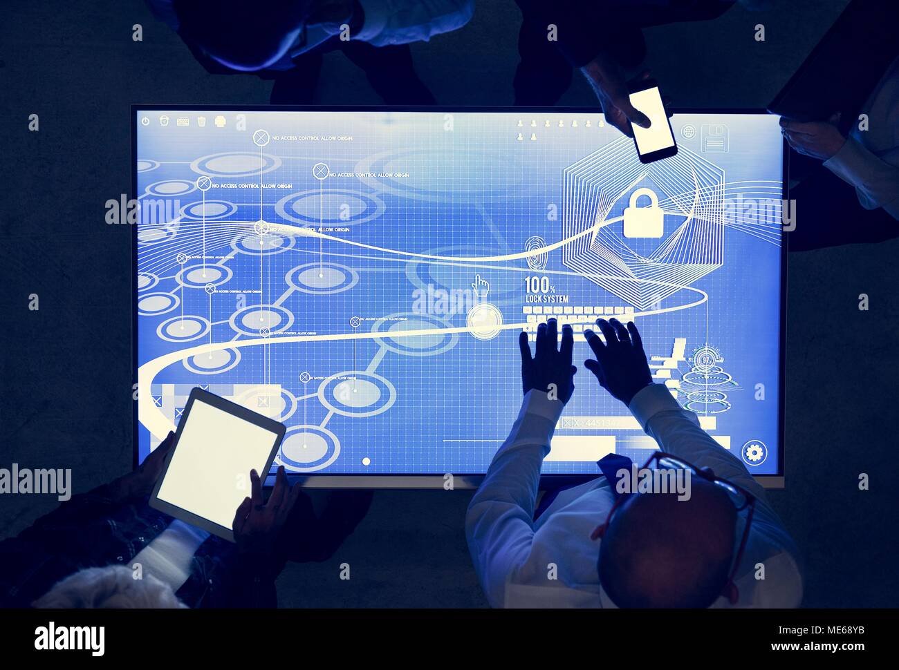 People in a technology cyber space meeting Stock Photo - Alamy