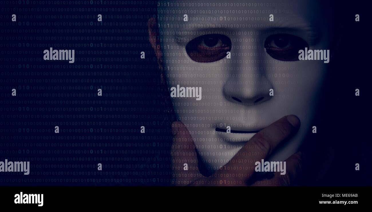 Caucasian man holding a white mask in the shadows Stock Photo - Alamy