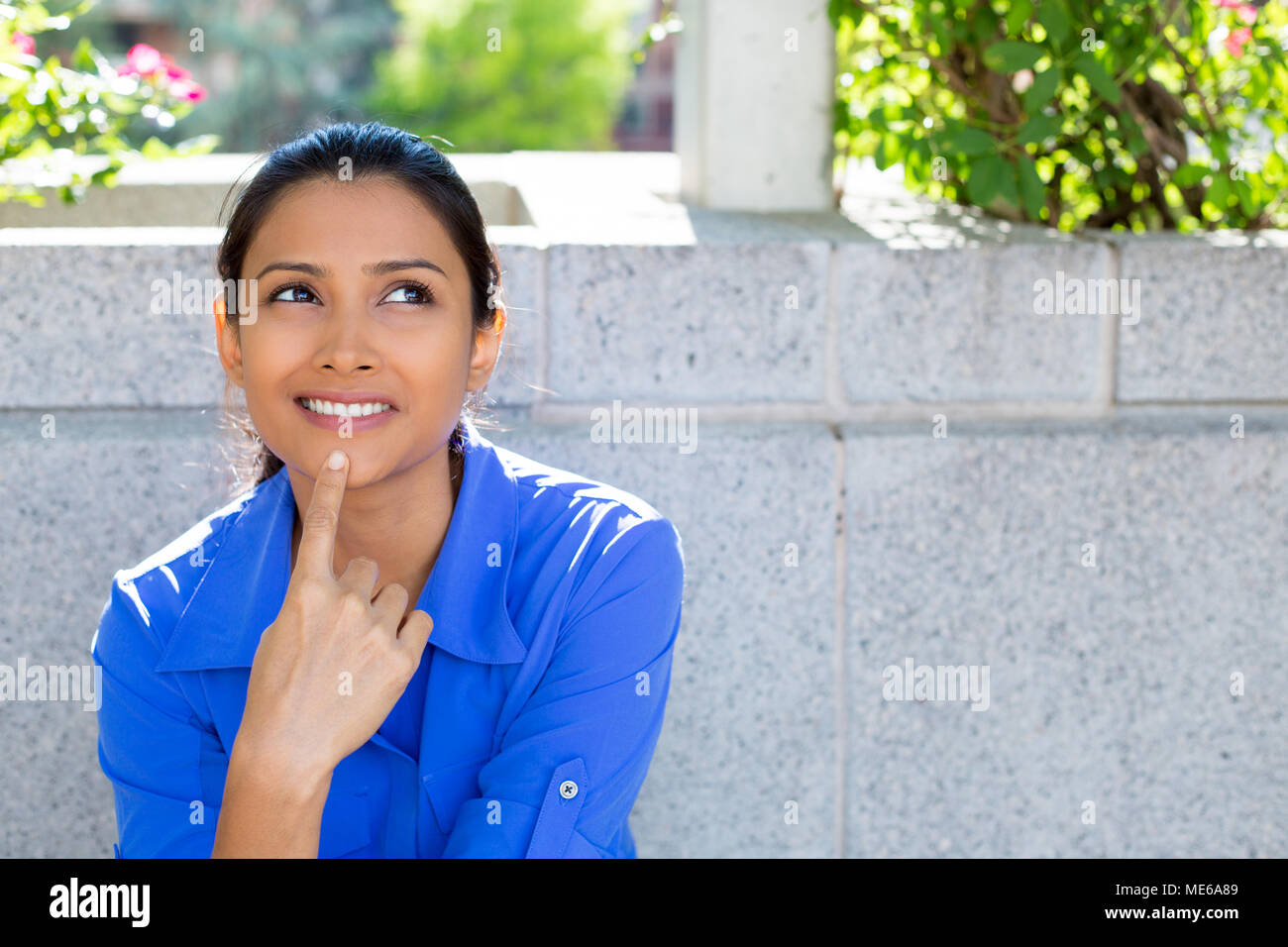 Closeup portrait, charming upbeat smiling joyful happy young woman ...