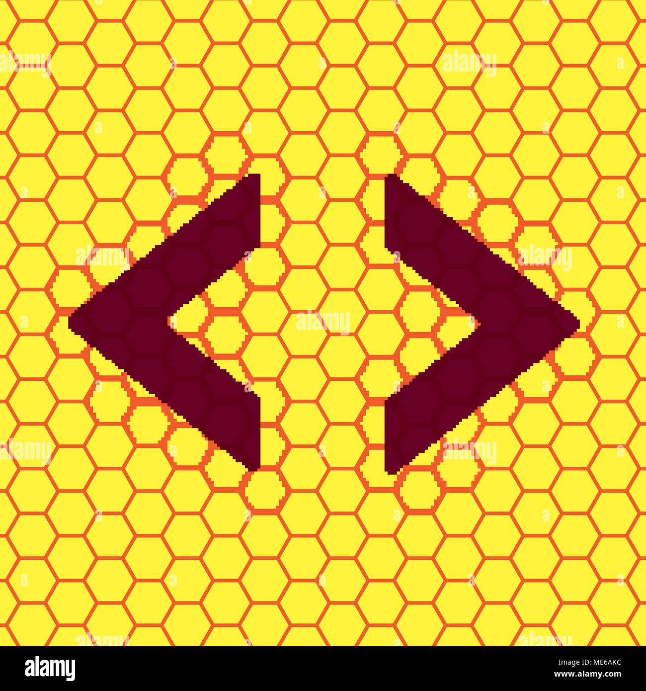 Code icon symbol on a yellow background abstract similar to a honeycomb ...
