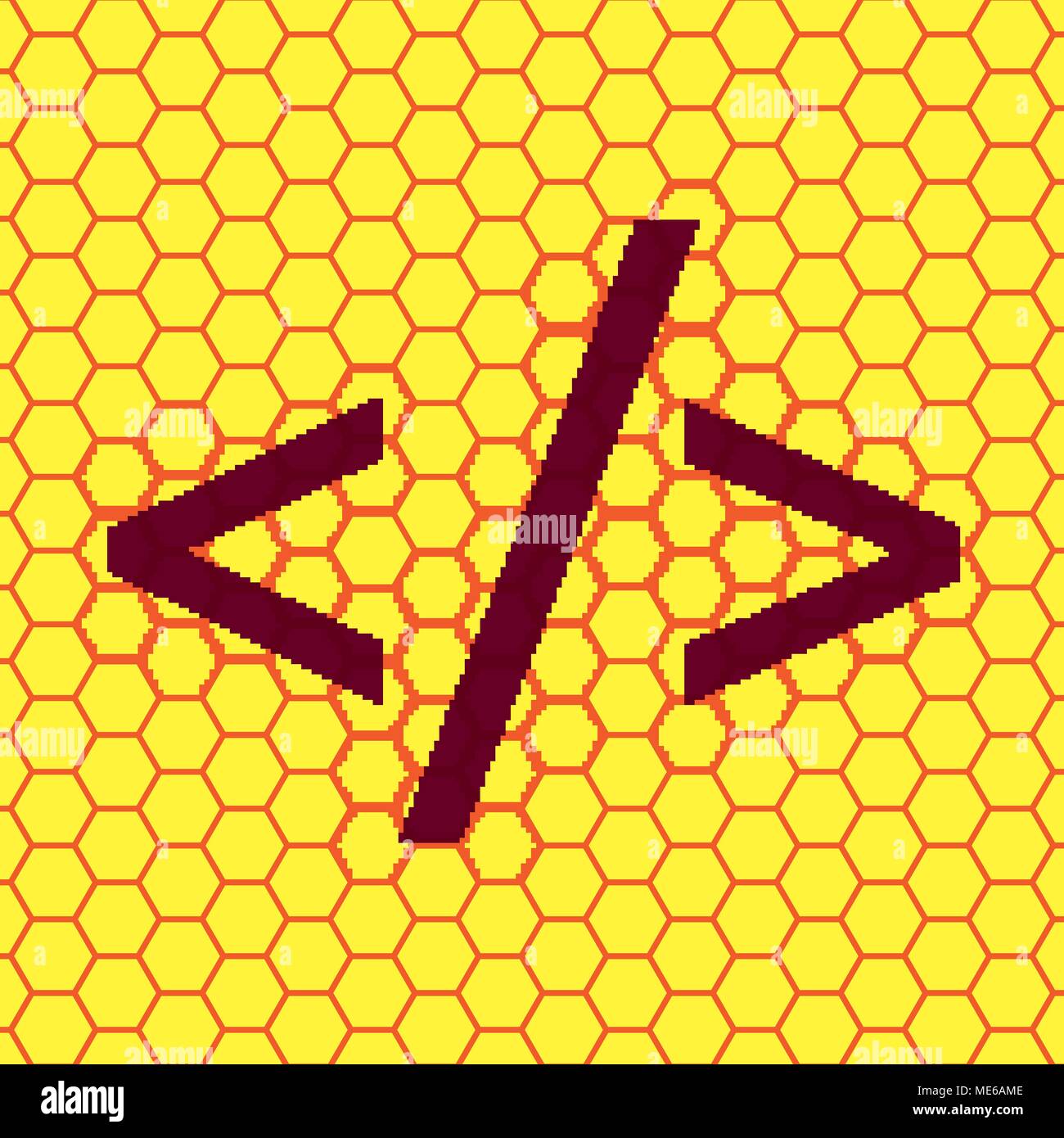Programming Code Icon Symbol On A Yellow Background Abstract Similar To 