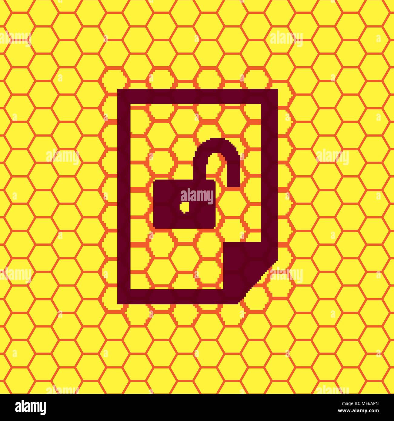 File Unlocked Icon Symbol On A Yellow Background Abstract Similar To A Honeycomb Vector