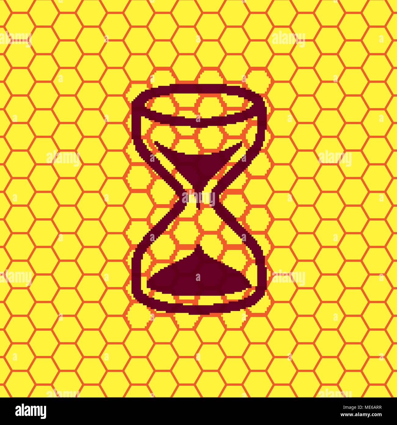 Hourglass icon symbol on a yellow background abstract similar to a ...
