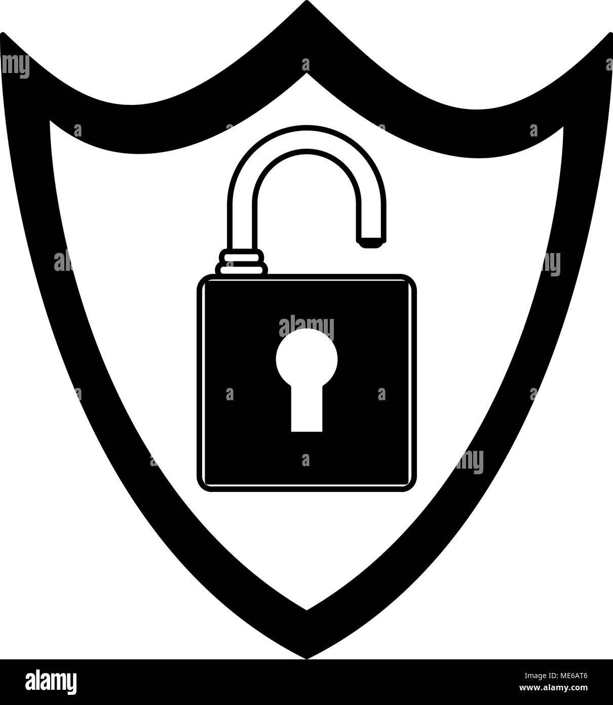 Shield security symbol on black and white Stock Vector Image & Art - Alamy