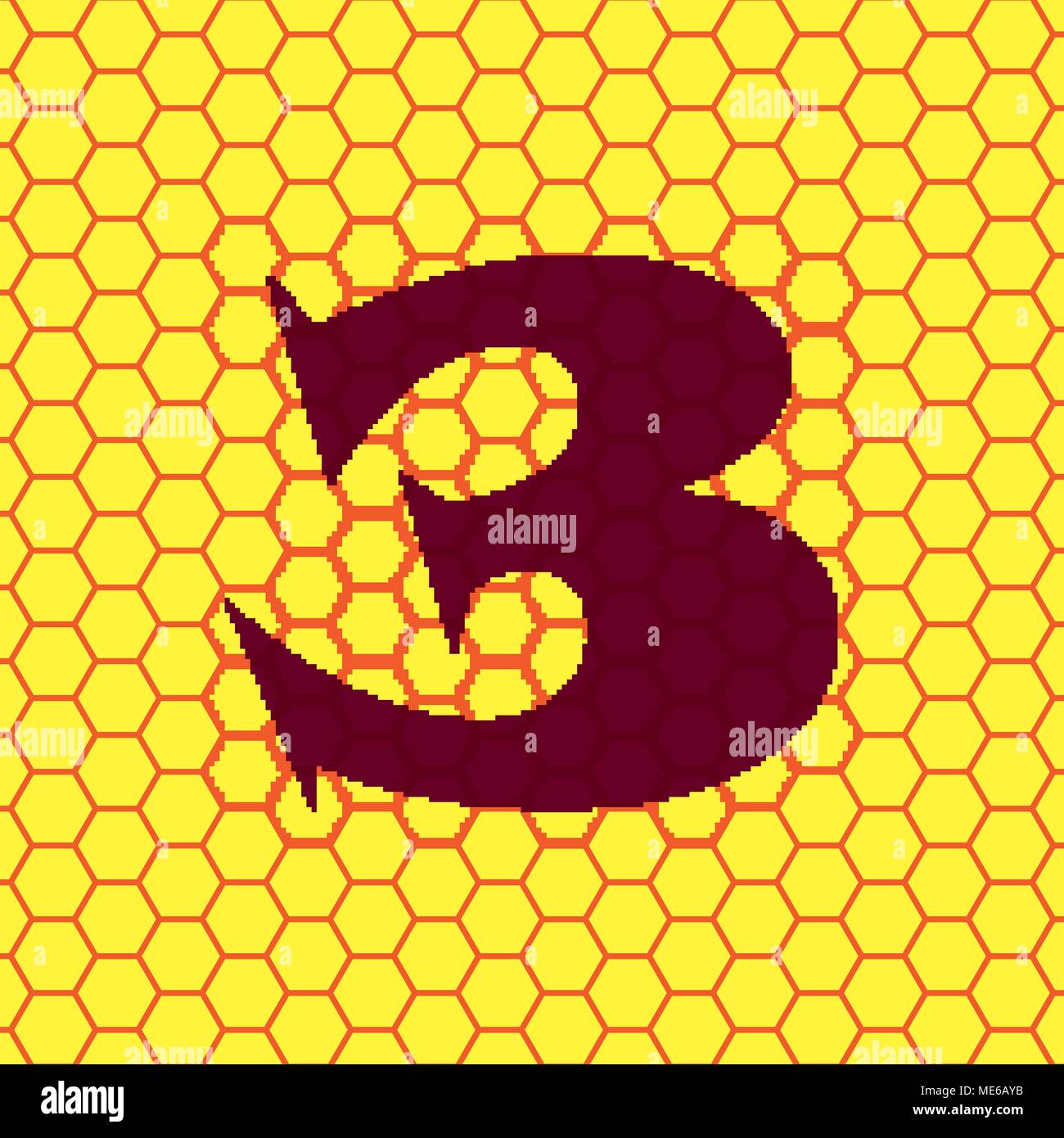 number three icon symbol on a yellow background abstract similar to a ...