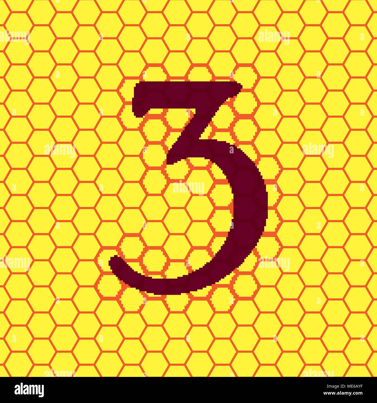 number three icon symbol on a yellow background abstract similar to a ...
