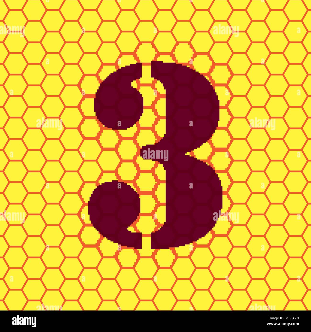 number three icon symbol on a yellow background abstract similar to a ...