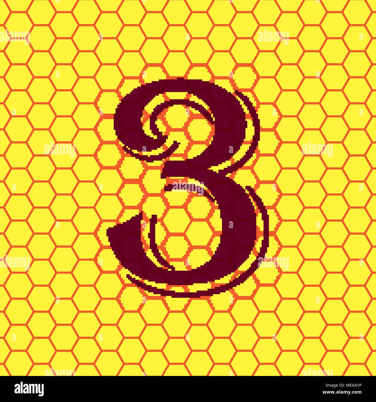 number three icon symbol on a yellow background abstract similar to a ...