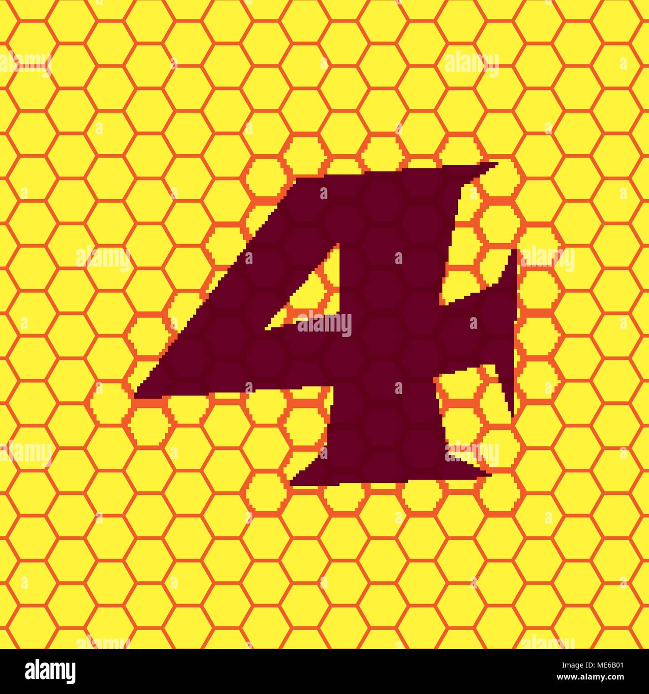 number four icon symbol on a yellow background abstract similar to a ...
