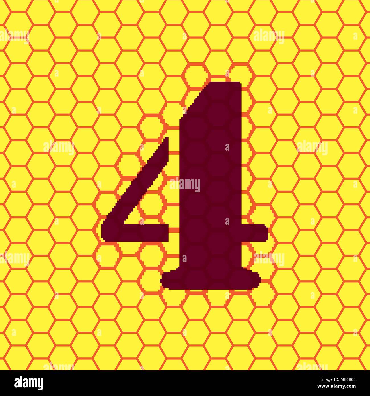number four icon symbol on a yellow background abstract similar to a ...