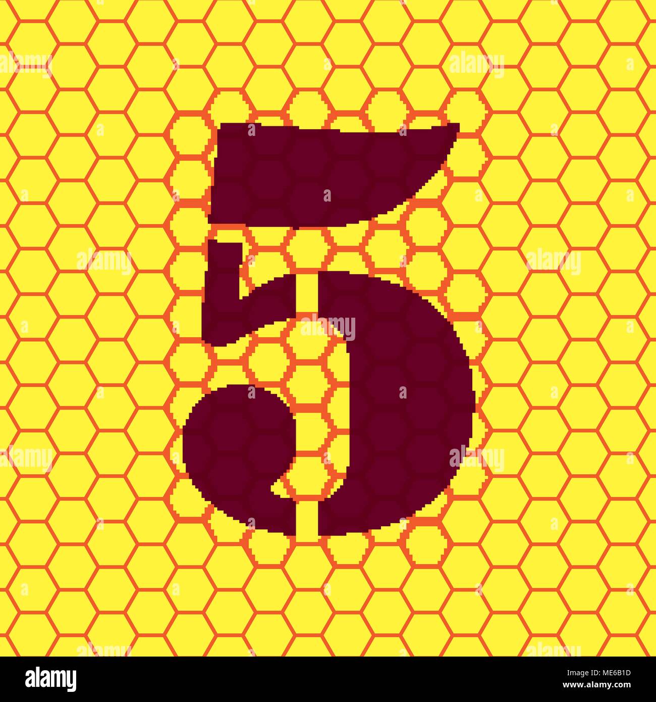 number five icon symbol on a yellow background abstract similar to a ...