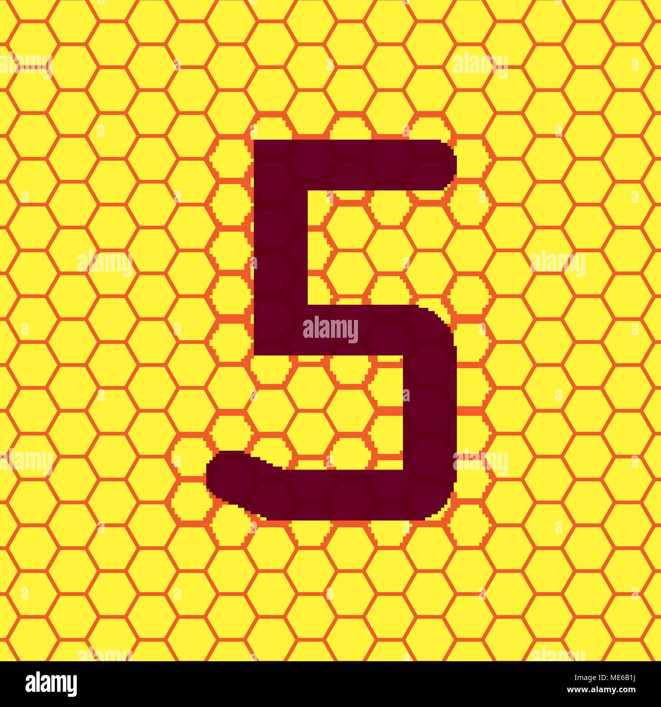 number five icon symbol on a yellow background abstract similar to a ...