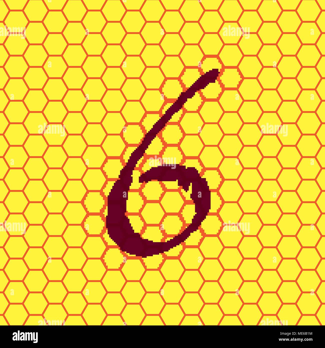 number six icon symbol on a yellow background abstract similar to a ...