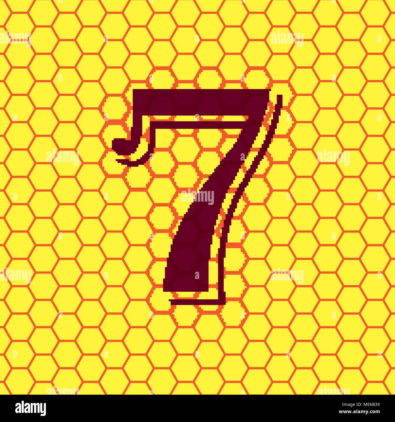 number seven icon symbol on a yellow background abstract similar to a ...