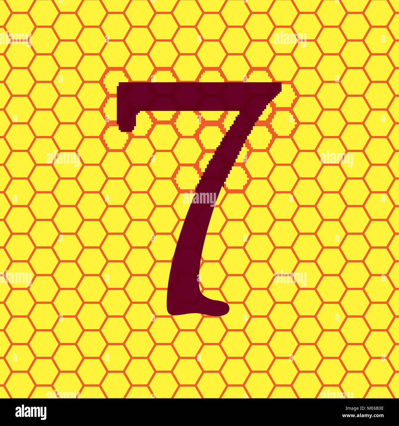 number seven icon symbol on a yellow background abstract similar to a ...