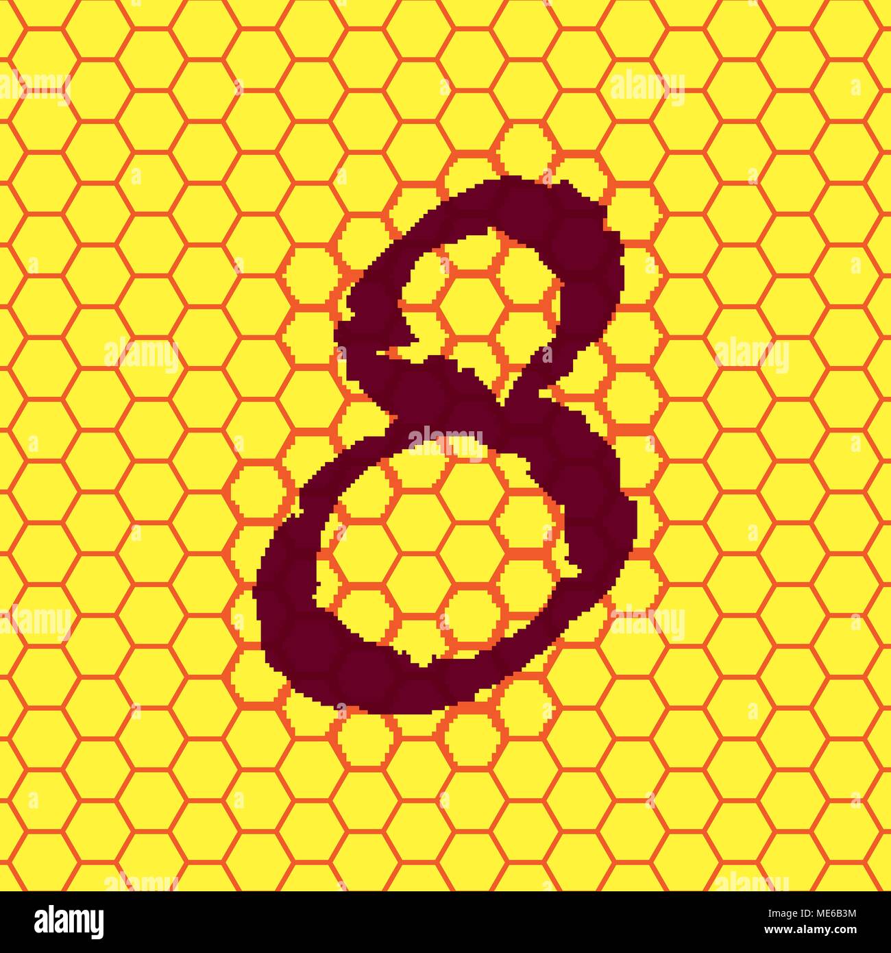 number Eight icon symbol on a yellow background abstract similar to a ...
