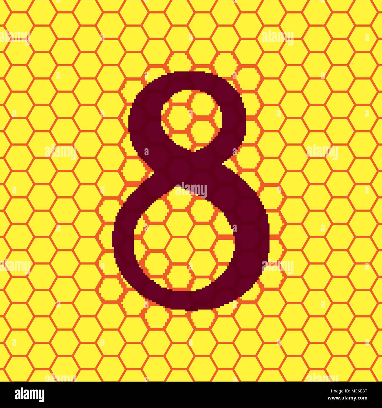 number Eight icon symbol on a yellow background abstract similar to a ...