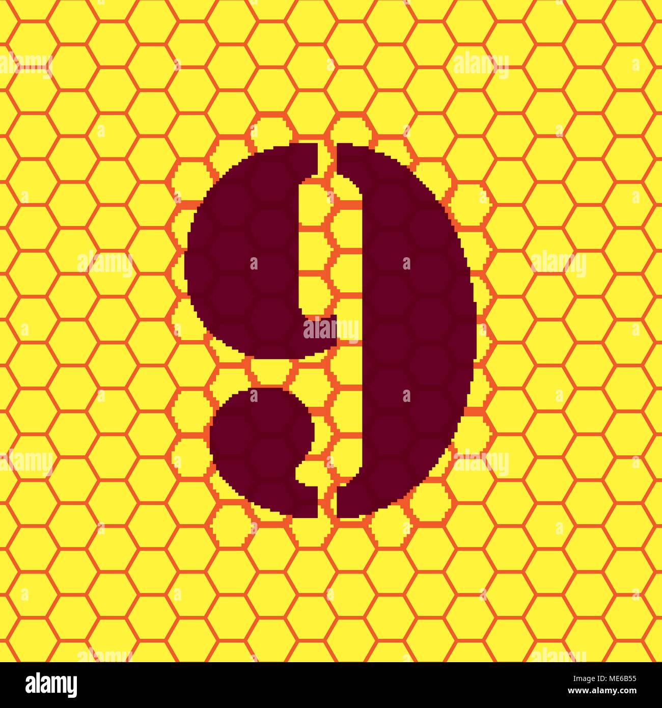 Number Nine Icon Symbol On A Yellow Background Abstract Similar To A