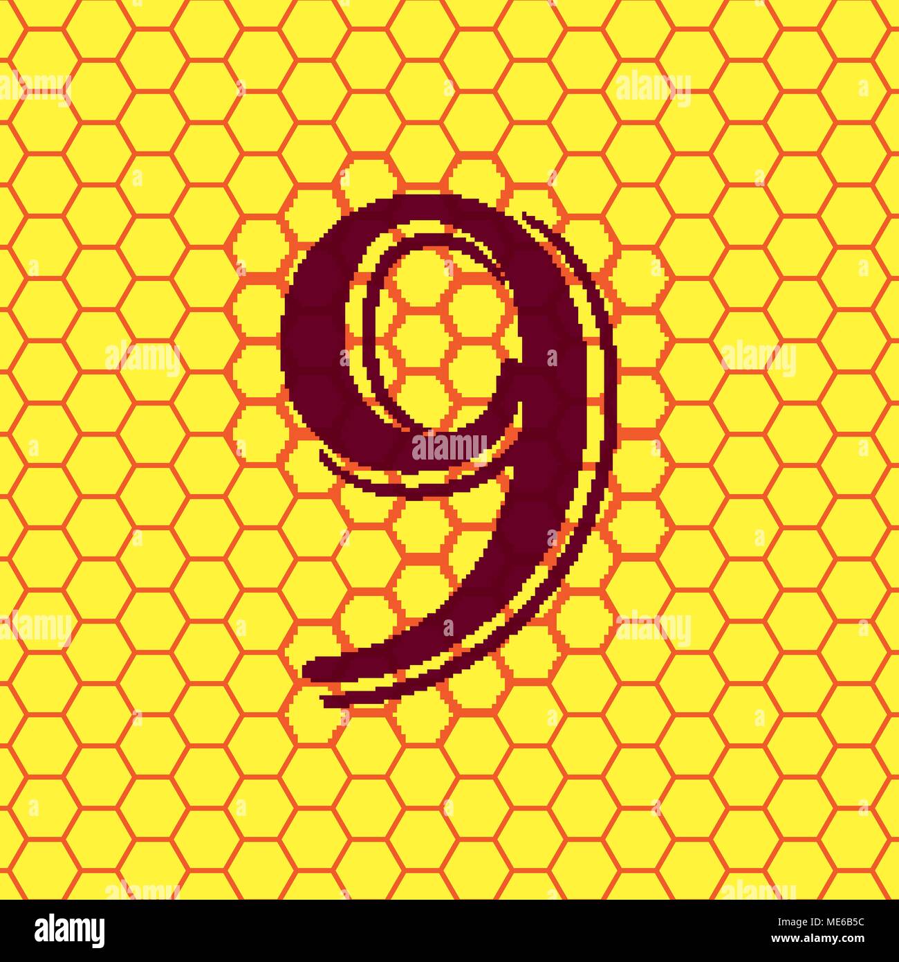 number Nine icon symbol on a yellow background abstract similar to a ...