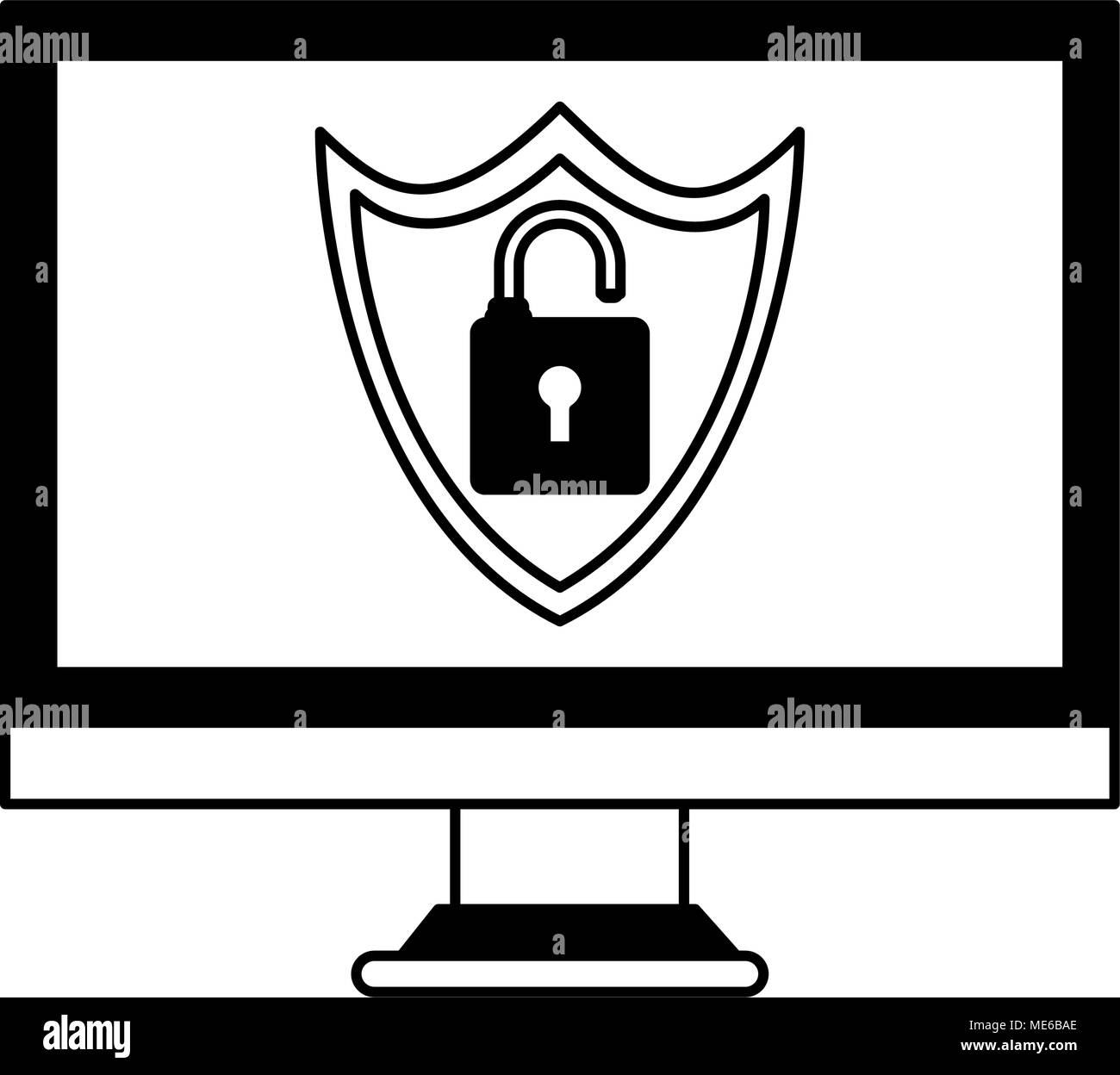Computer security system on black and white Stock Vector Image & Art ...