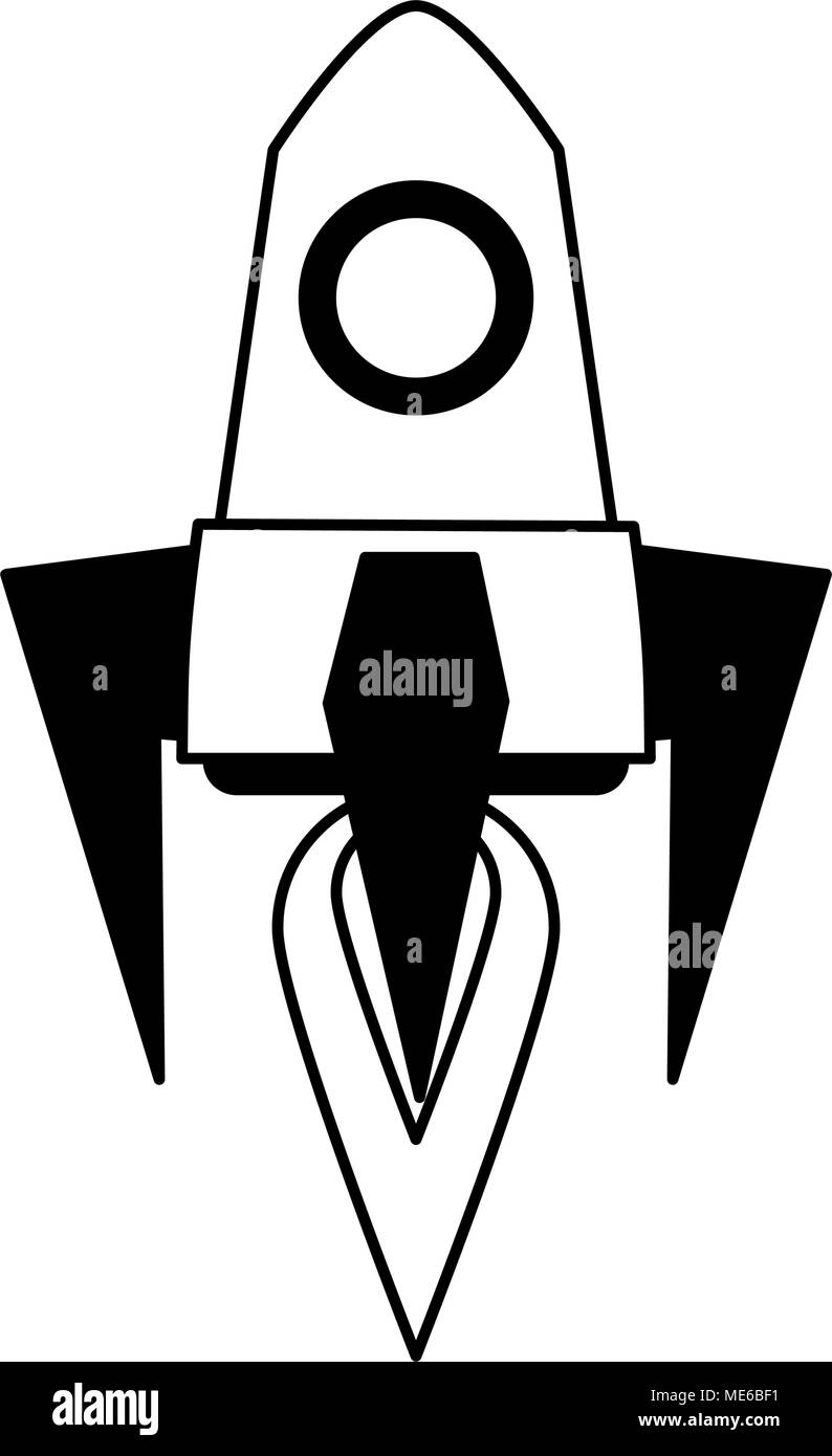 Spaceship rocket taking off on black and white Stock Vector Image & Art ...