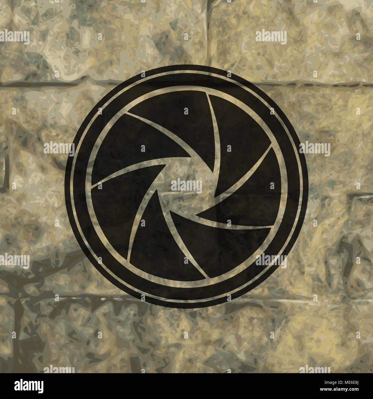 Photo camera diaphragm. Flat modern web button and space for your text. Vector. EPS10 Stock ...