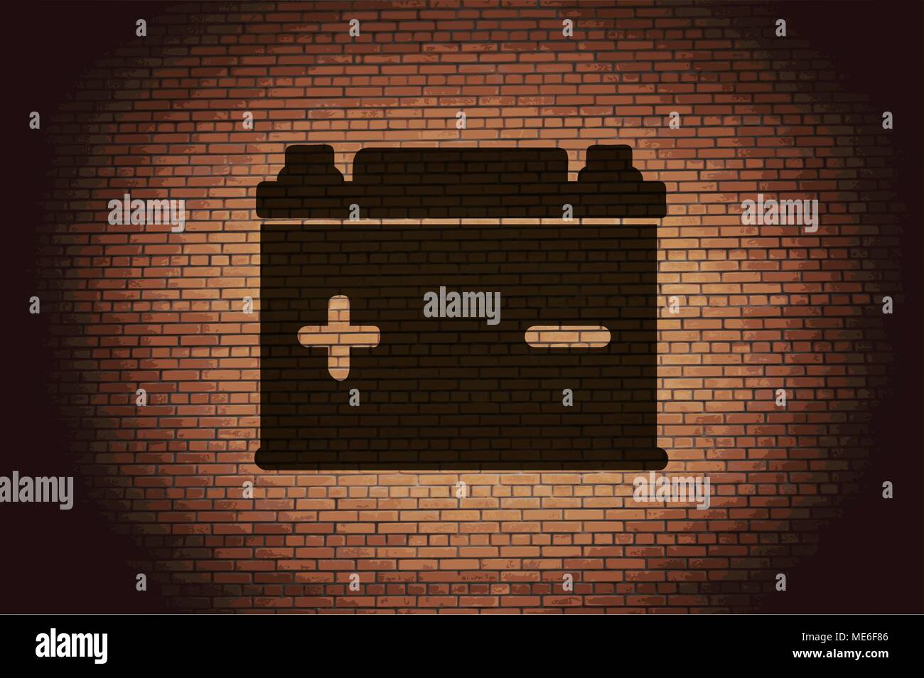 Car battery. Flat modern web button and space for your text. Vector ...