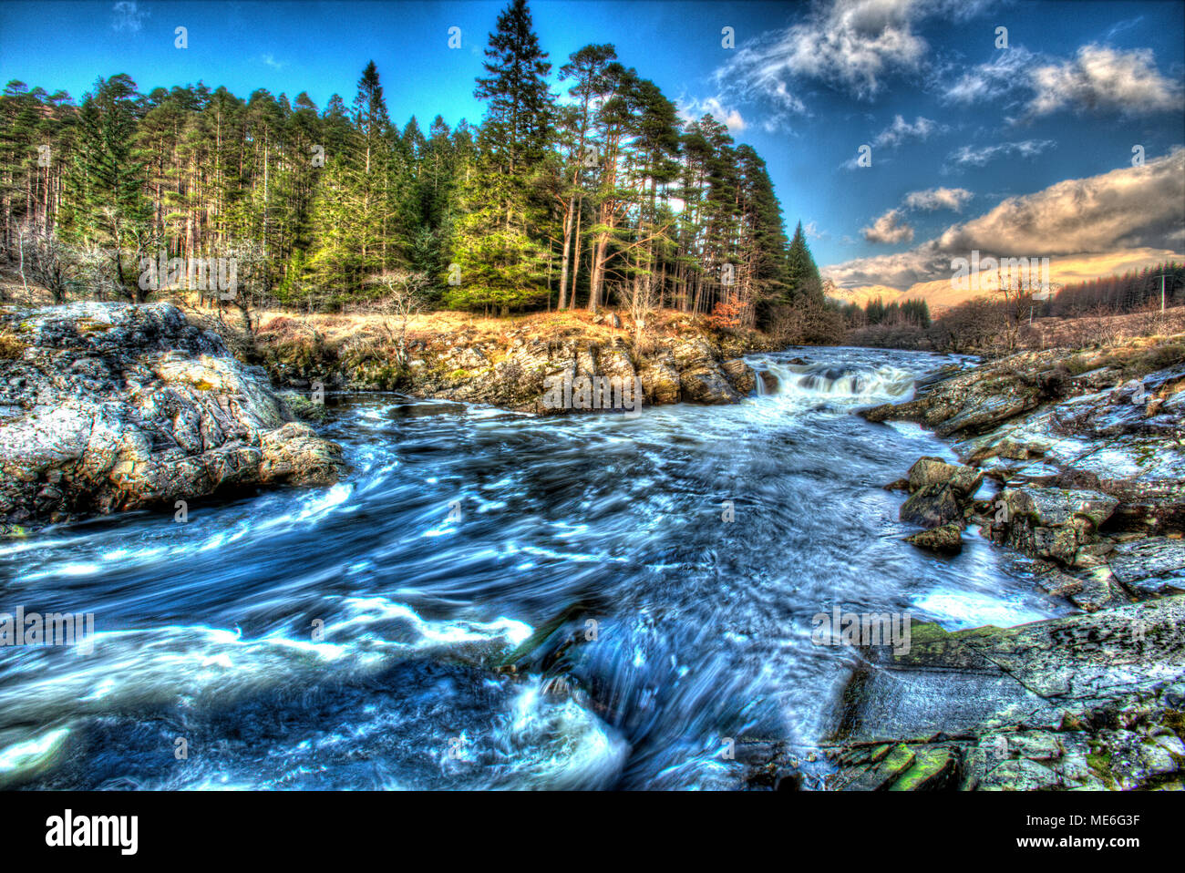 Area of Glen Orchy, Scotland. Artistic view of the Easan Dubha ...