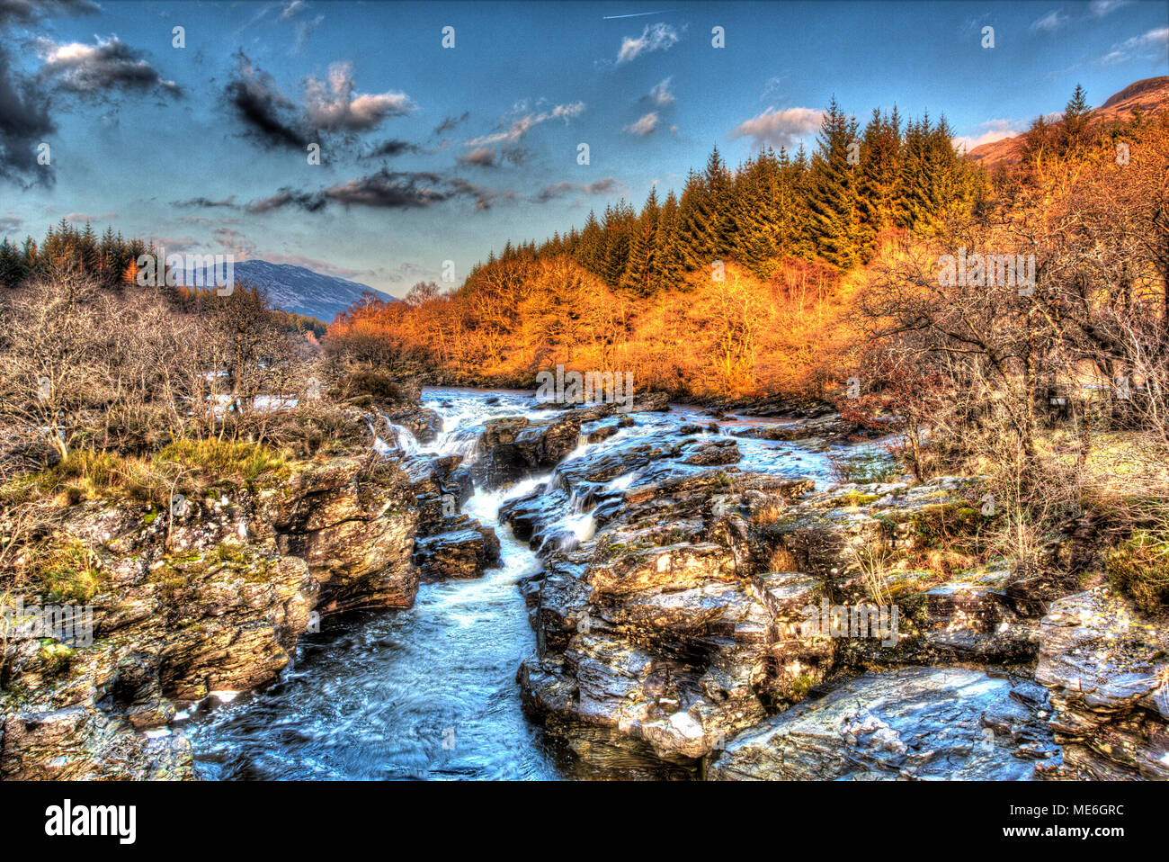 Area of Glen Orchy, Scotland. Artistic view of the Easan Dubha ...