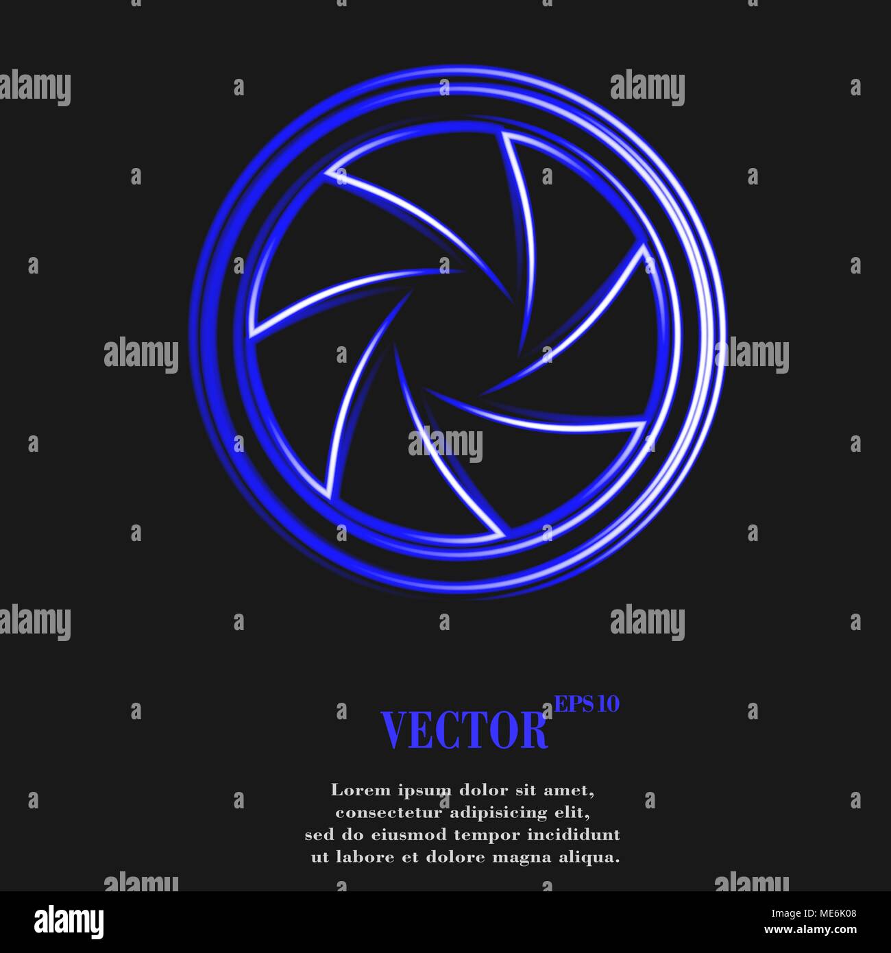 Photo camera diaphragm. Flat modern web button and space for your text. Vector. EPS10 Stock ...