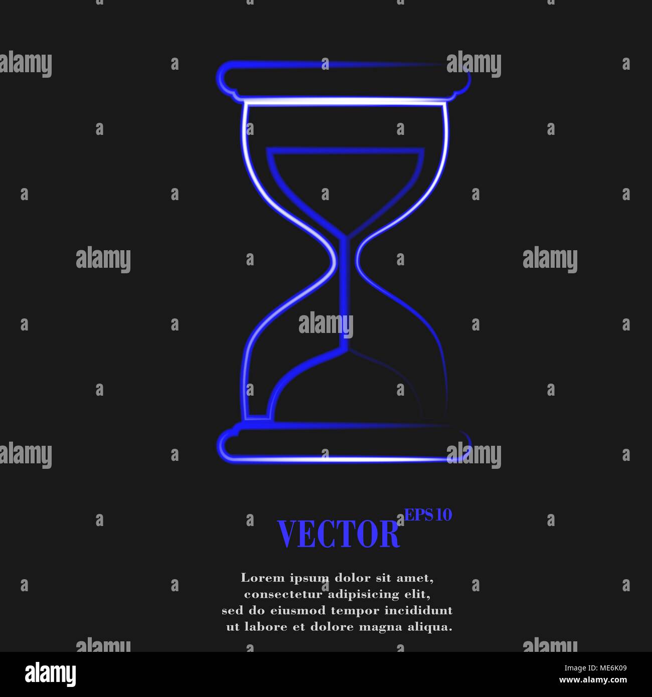 Sand clock. Glass timer Flat modern web button and space for your text ...