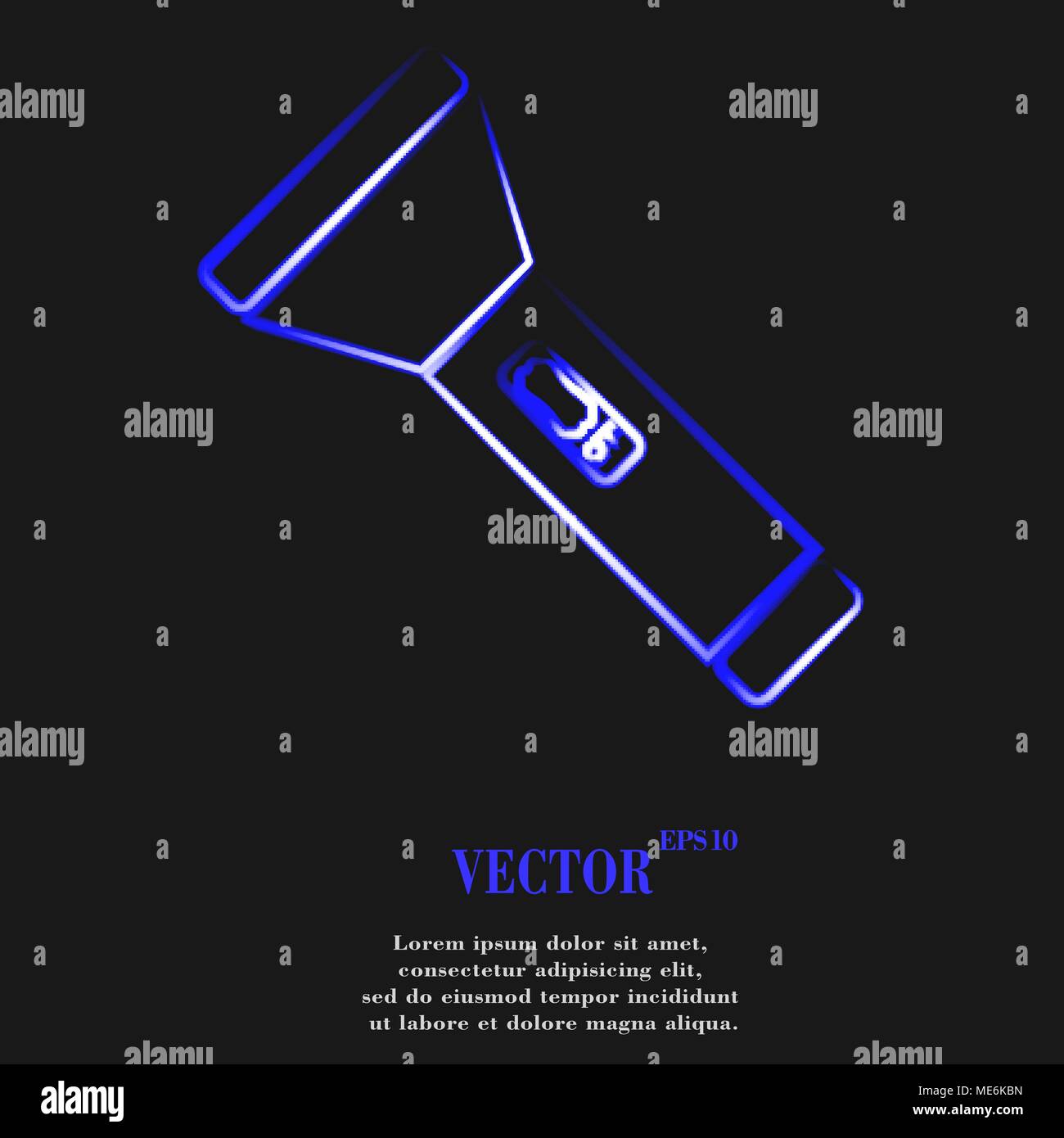 Flashlight . Flat modern web button and space for your text. Vector ...