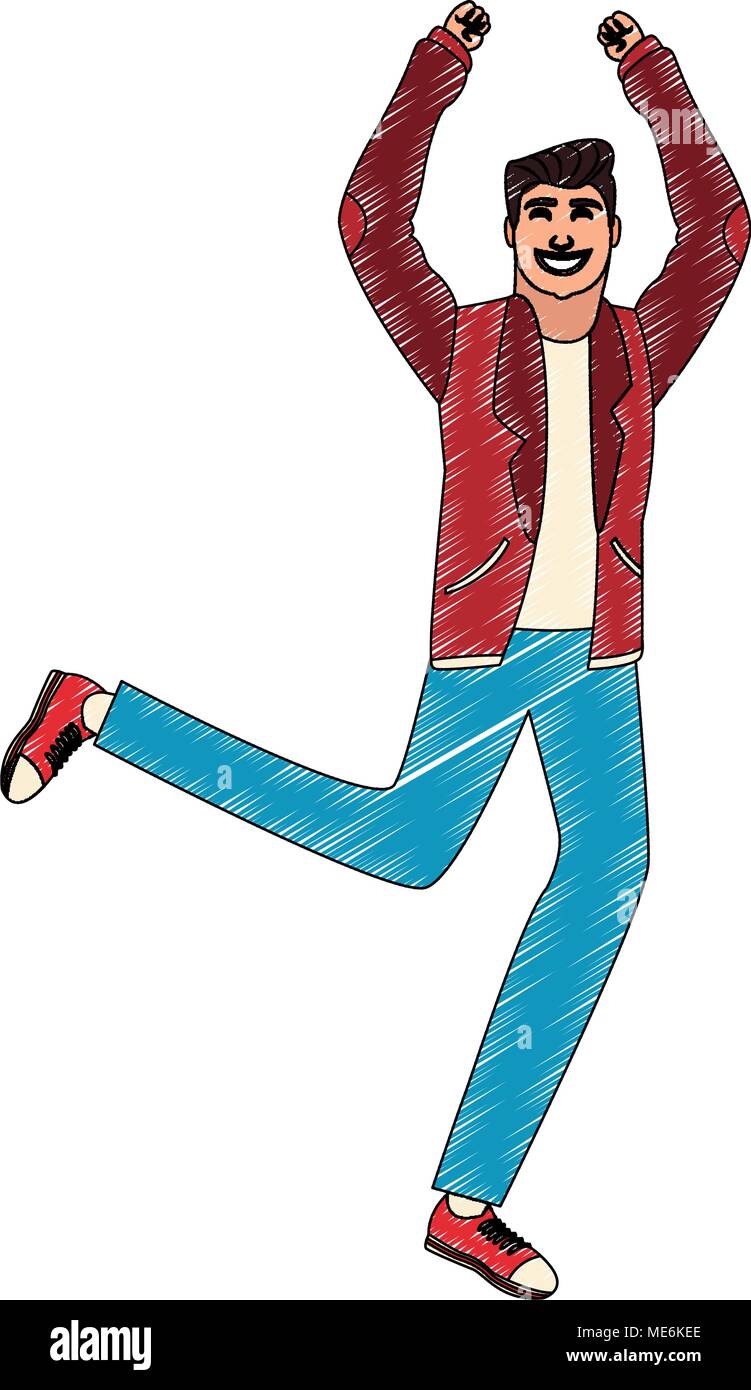 Happy young man cartoon scribble Stock Vector Image & Art - Alamy